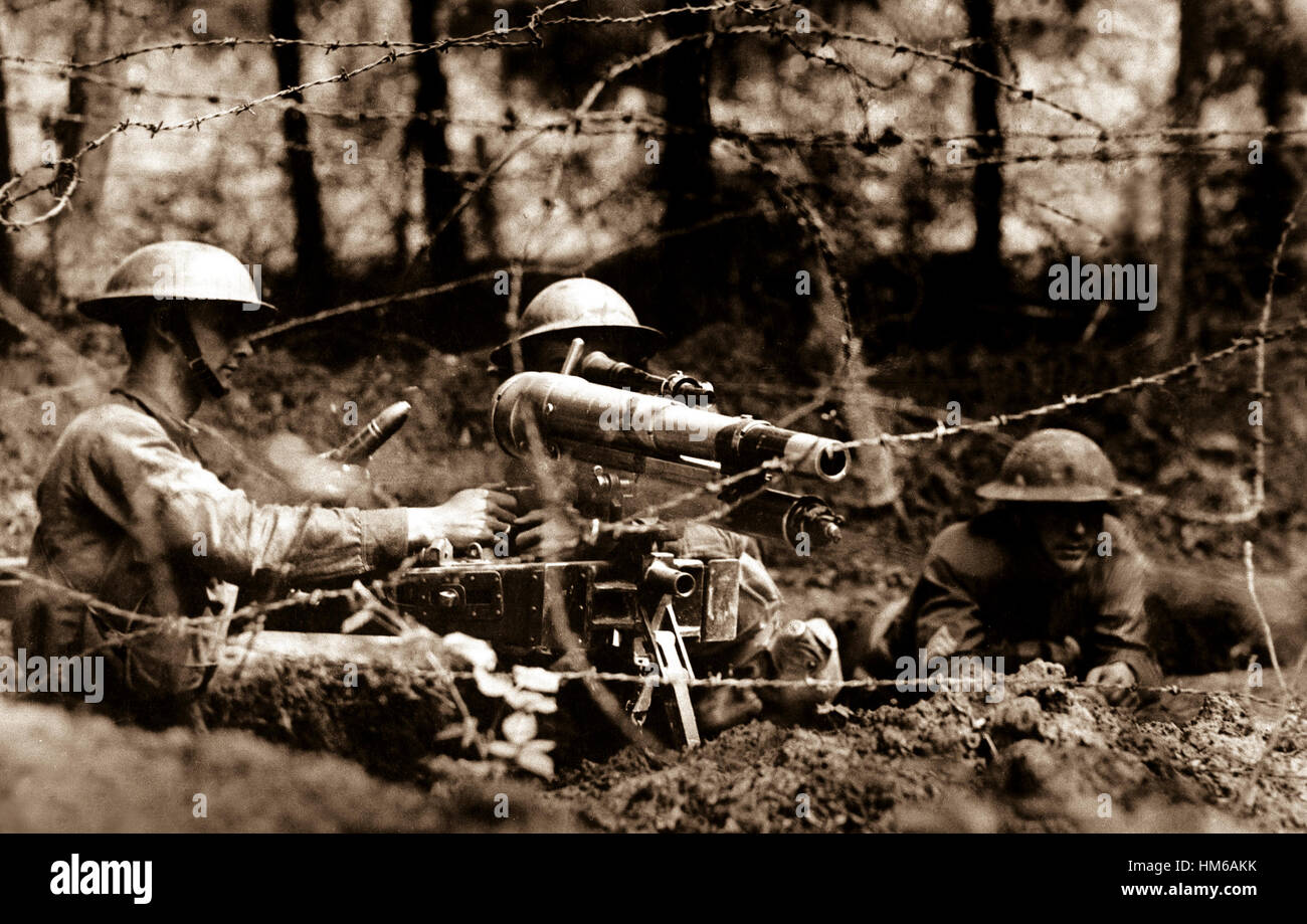 French "37" in firing position on parapet in second-line trench. This ...