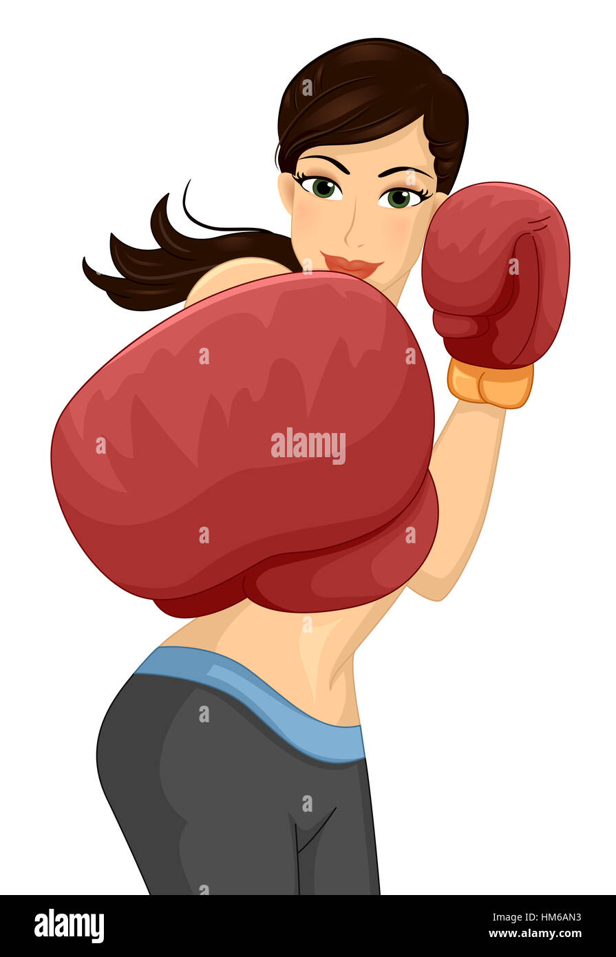 Illustration of a Woman Throwing a Punch Stock Photo - Alamy