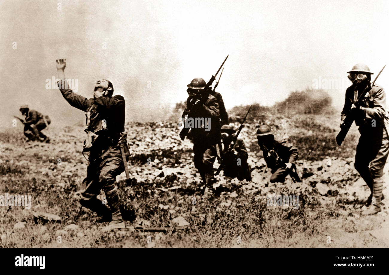 Picture posed in France, near front line trenches, by Major Evarts ...