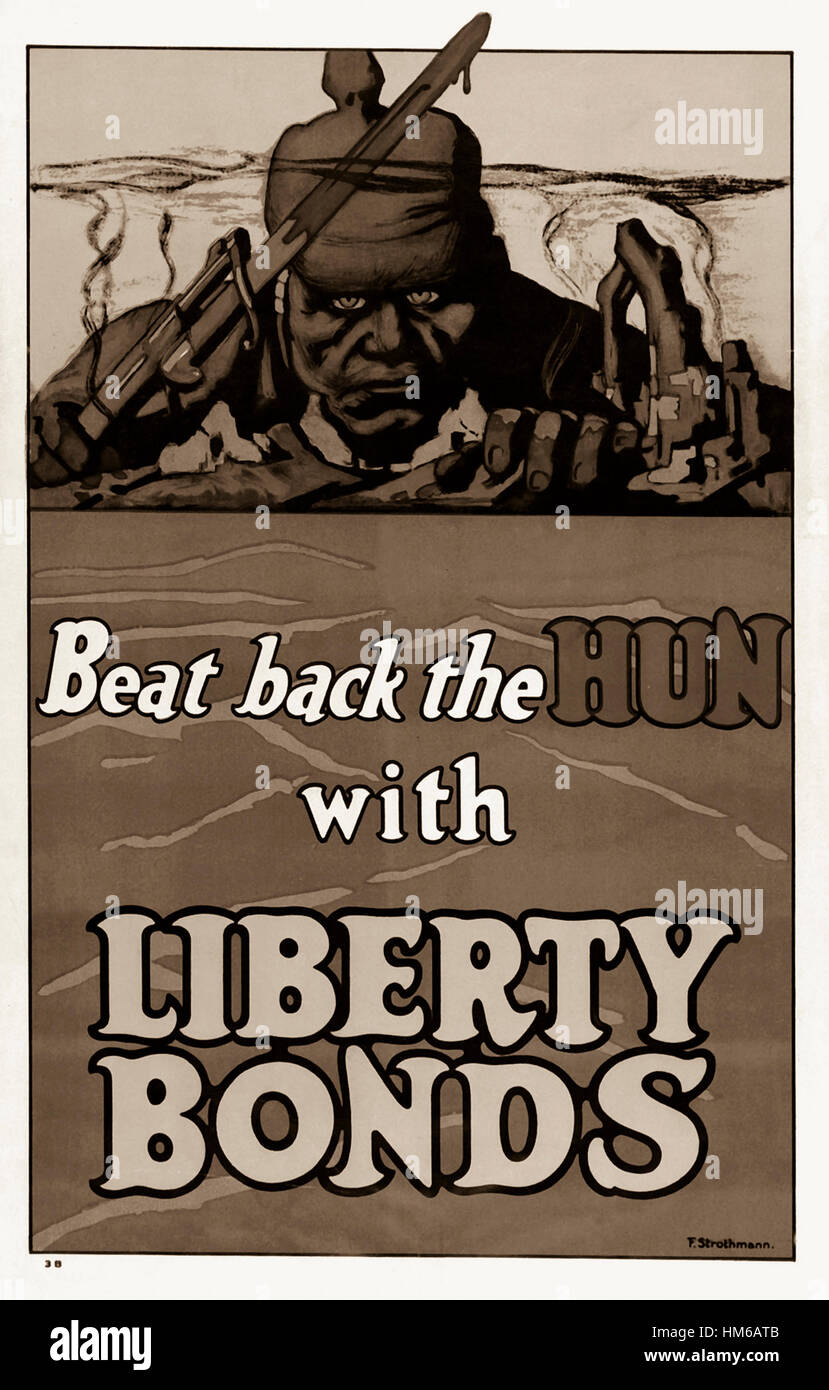 Beat back the Hun with Liberty Bonds. Ca. 1918. Color poster by ...