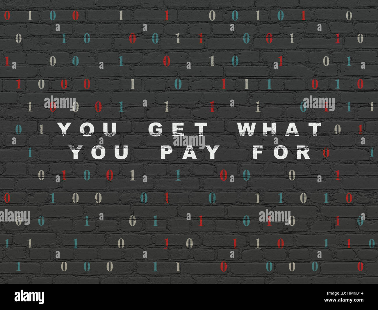 Finance concept: Painted white text You get what You pay for on Black Brick wall background with ...