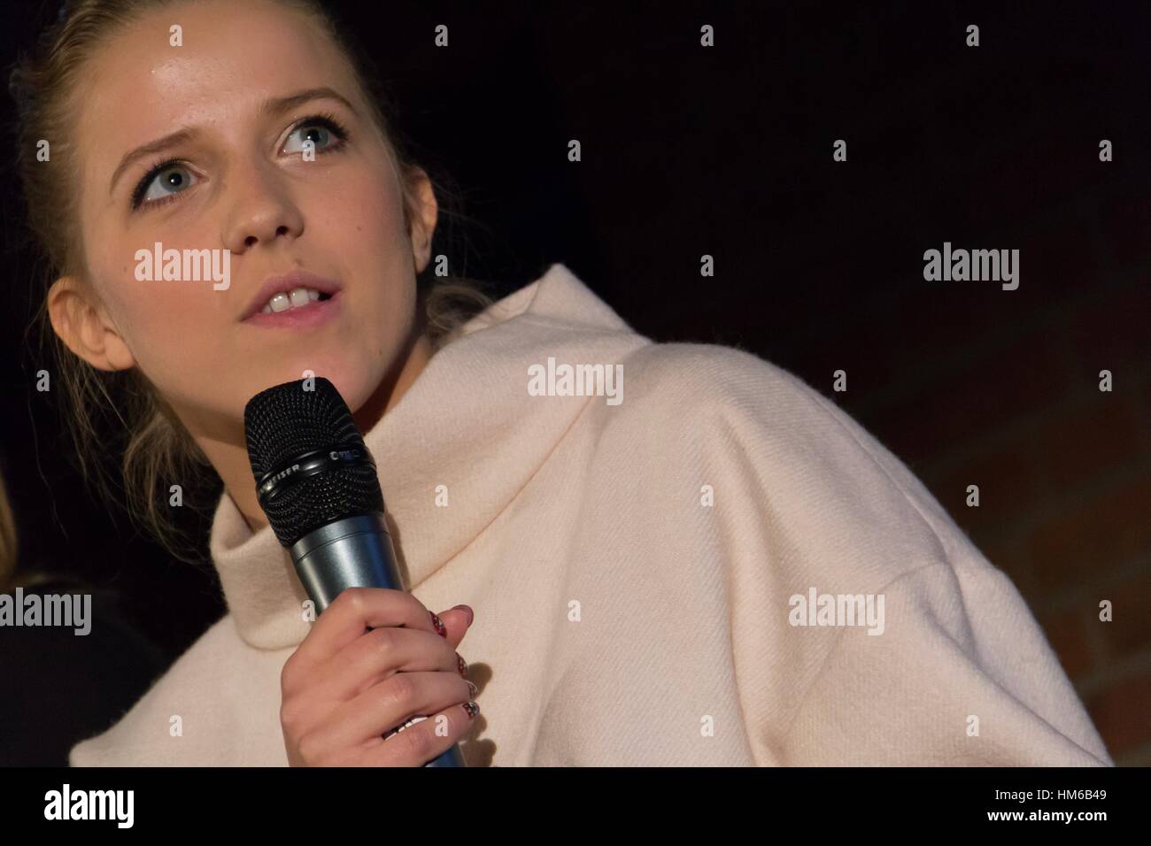 Poznan, Poland - October 19, 2013 Fashion blogger Jessica Mercedes ...