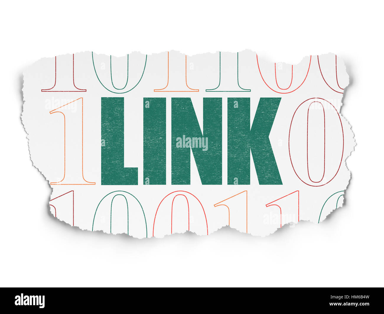 Web design concept: Painted green text Link on Torn Paper background with Binary Code Stock ...