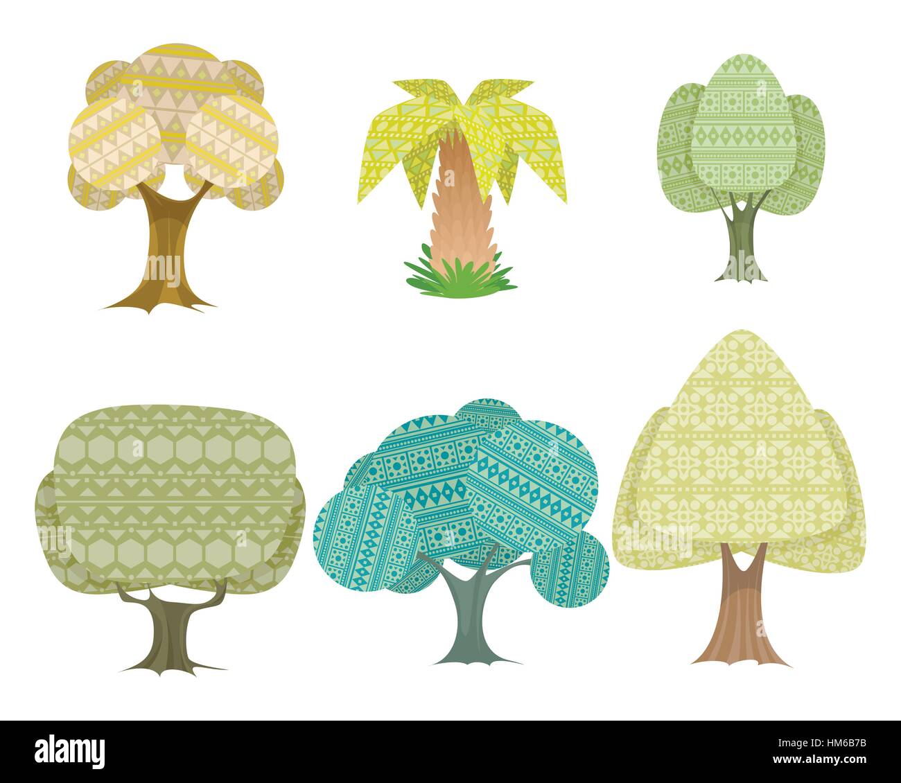 Vector illustration of a six trees set Stock Vector Image & Art - Alamy