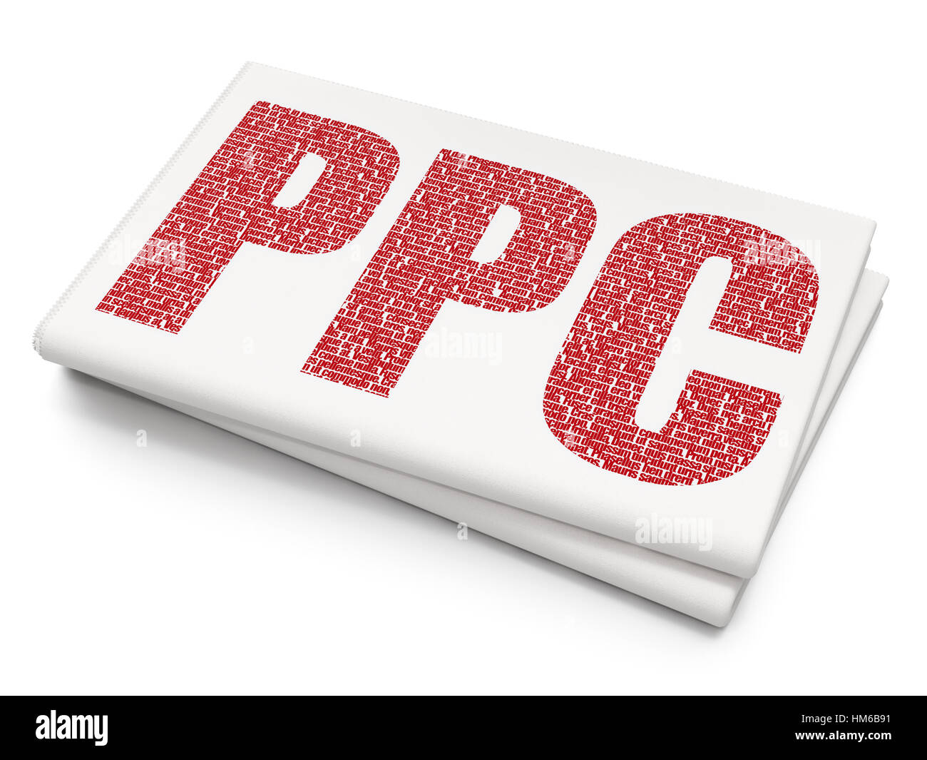Advertising concept: Pixelated red text PPC on Blank Newspaper ...