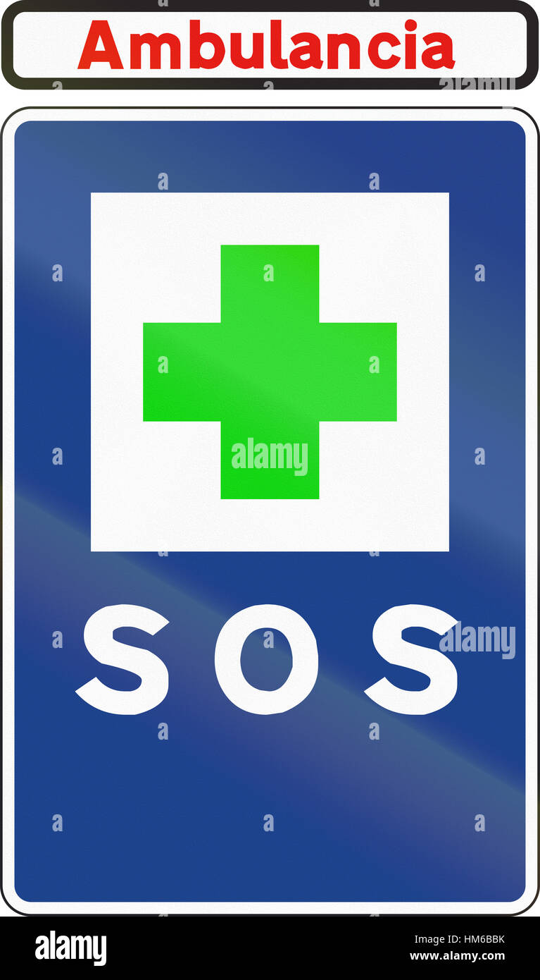Road sign used in Spain - Ambulance Stock Photo - Alamy