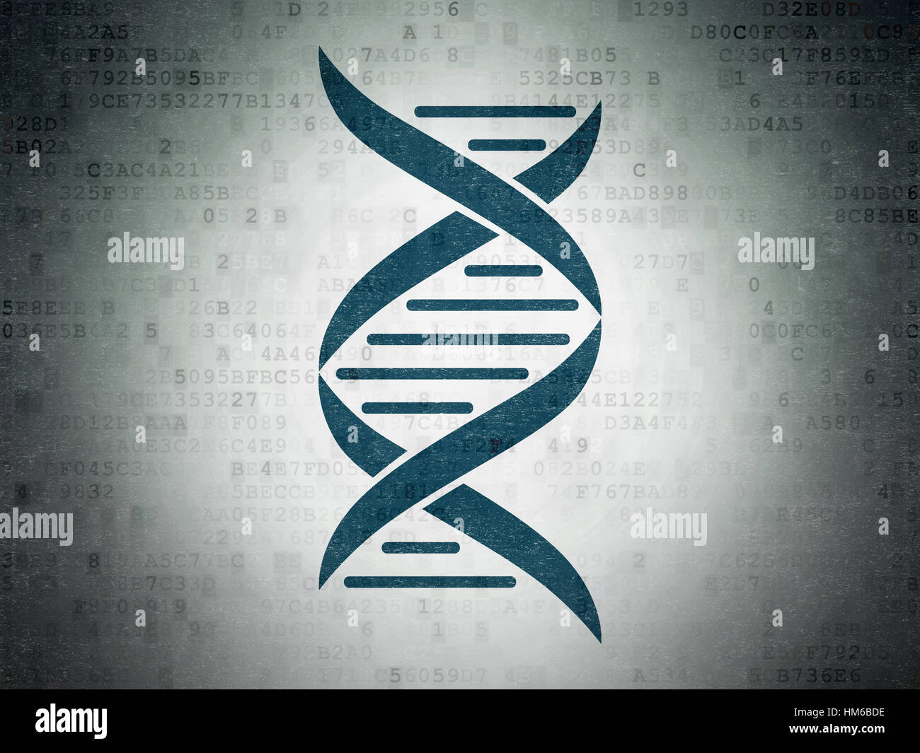 Science concept: Painted blue DNA icon on Digital Data Paper background ...