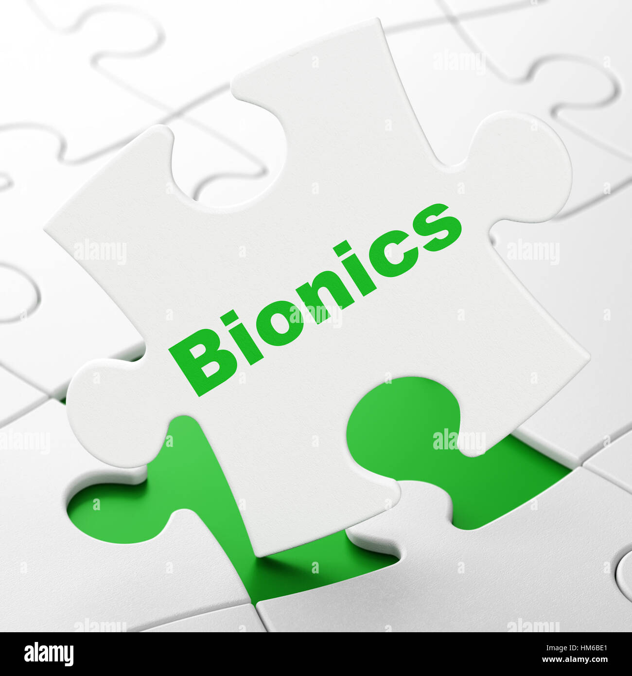 Science concept: Bionics on White puzzle pieces background, 3D ...