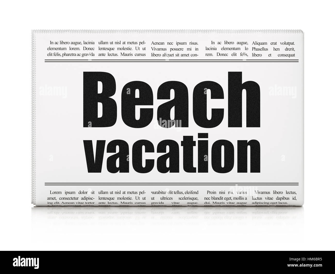 Travel concept: newspaper headline Beach Vacation on White background ...