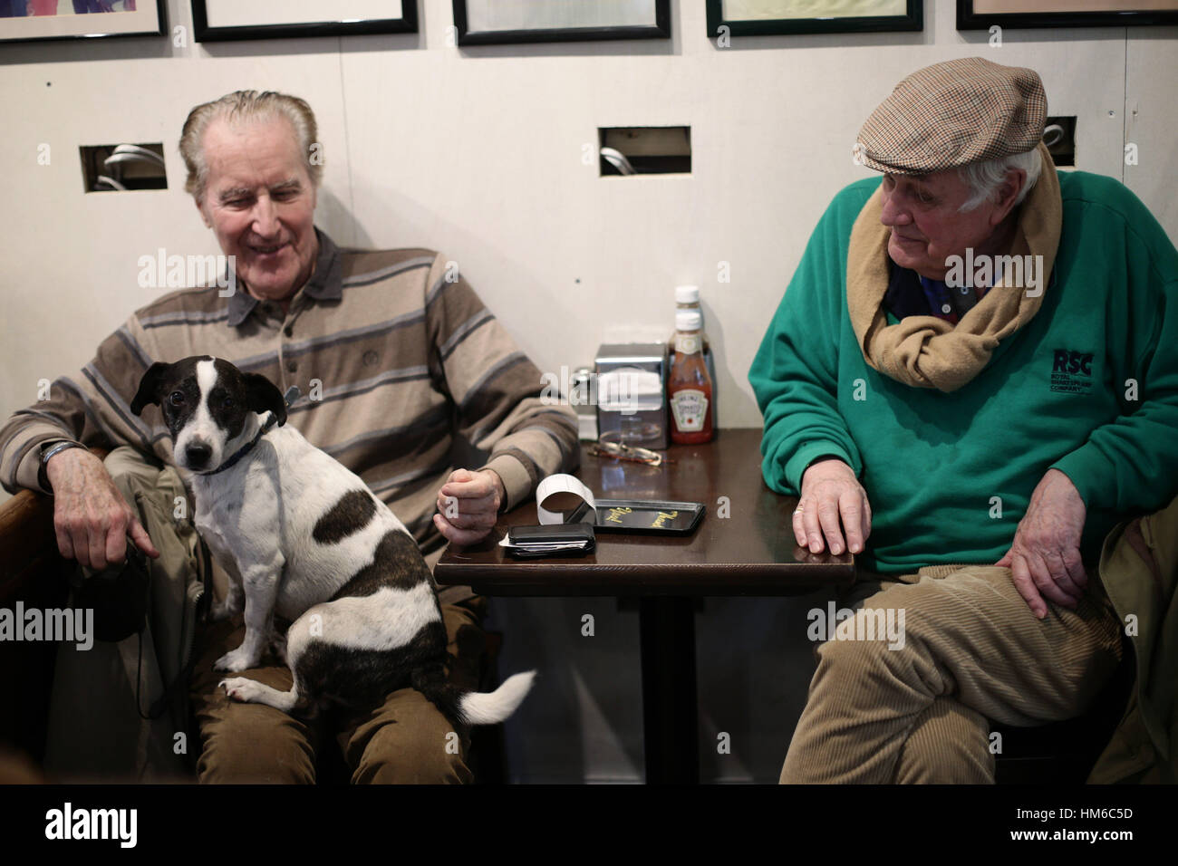 Morris, a six year-old Jack Russell sat on his owner Fred Davies lap ...