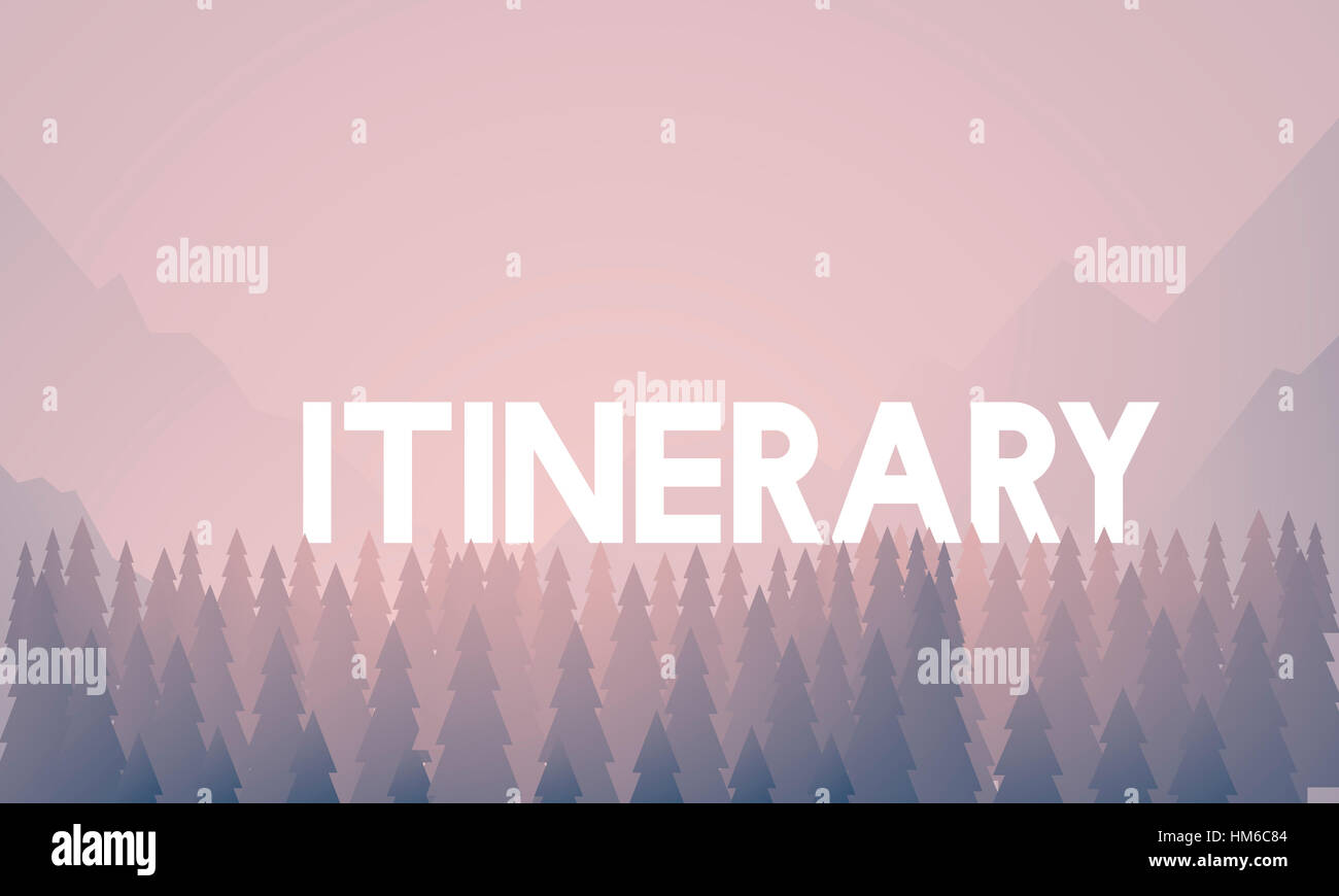 Itinerary word on nature background with trees Stock Photo - Alamy