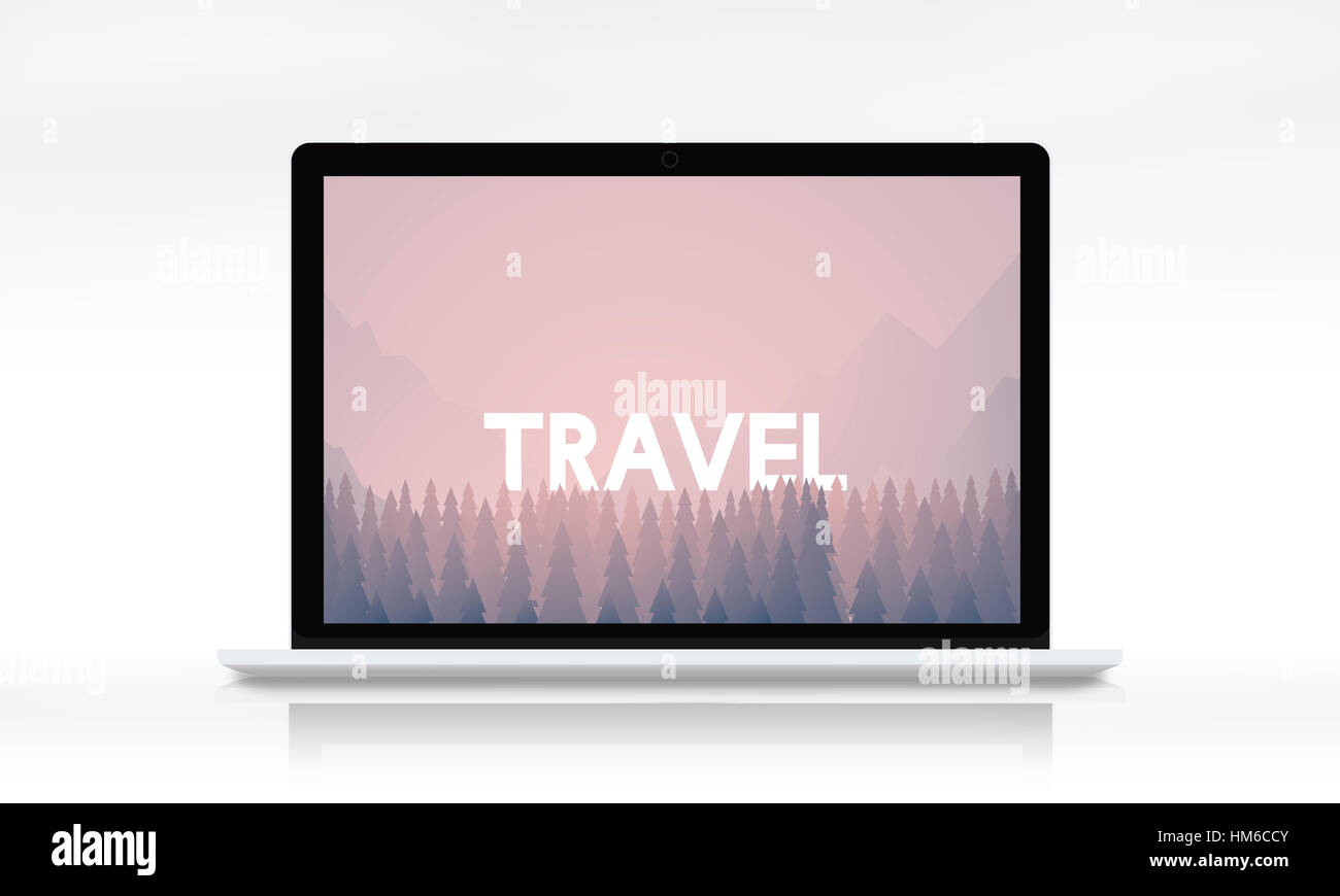Travel word on nature background with trees Stock Photo - Alamy