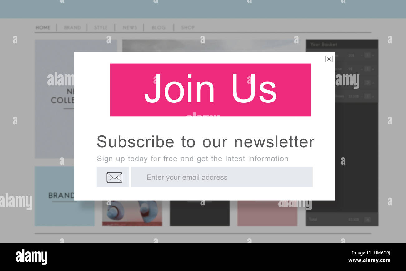 Join Us Register Newsletter Concept Stock Photo - Alamy