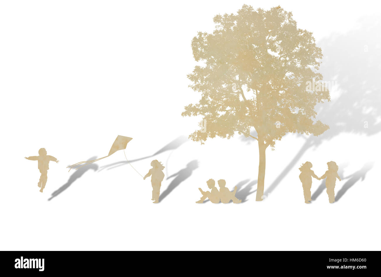 Paper cut of children play Stock Photo - Alamy