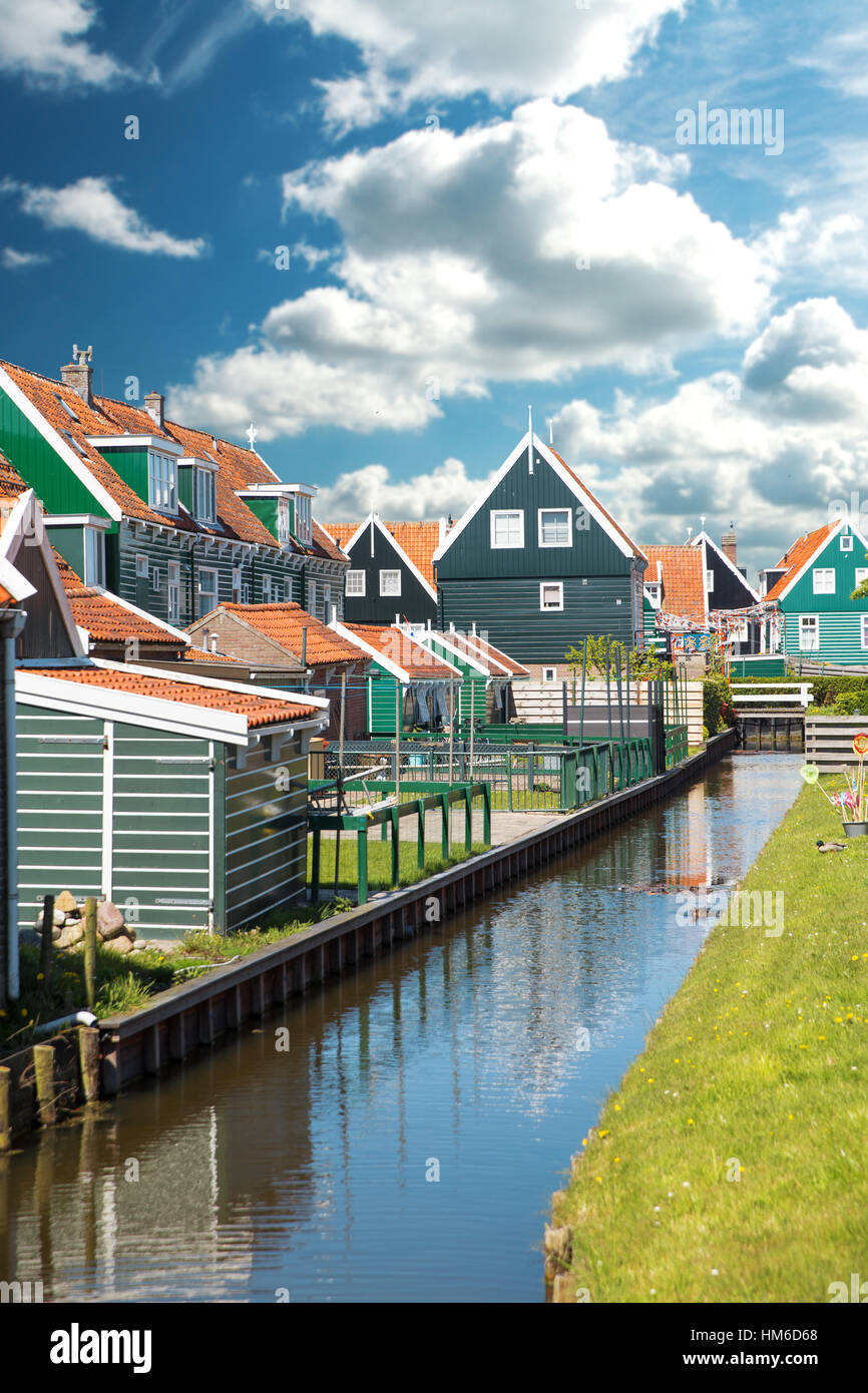 Traditional houses in Holland town Volendam, Netherlands Stock Photo ...
