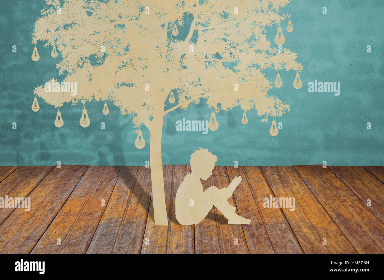 Children reading books under tree hi-res stock photography and images ...
