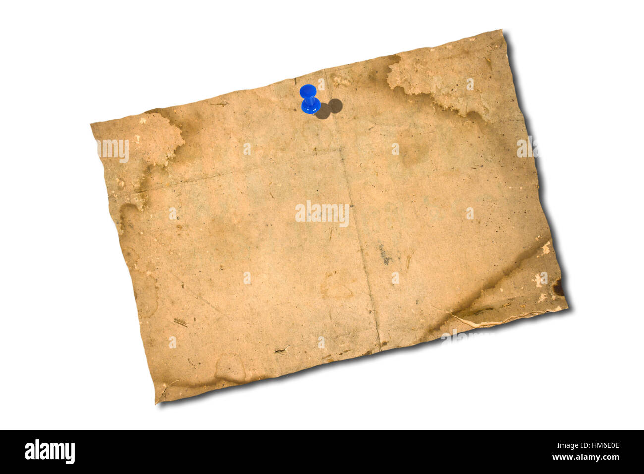 Old note pad or reminder note with blue pin Stock Photo - Alamy