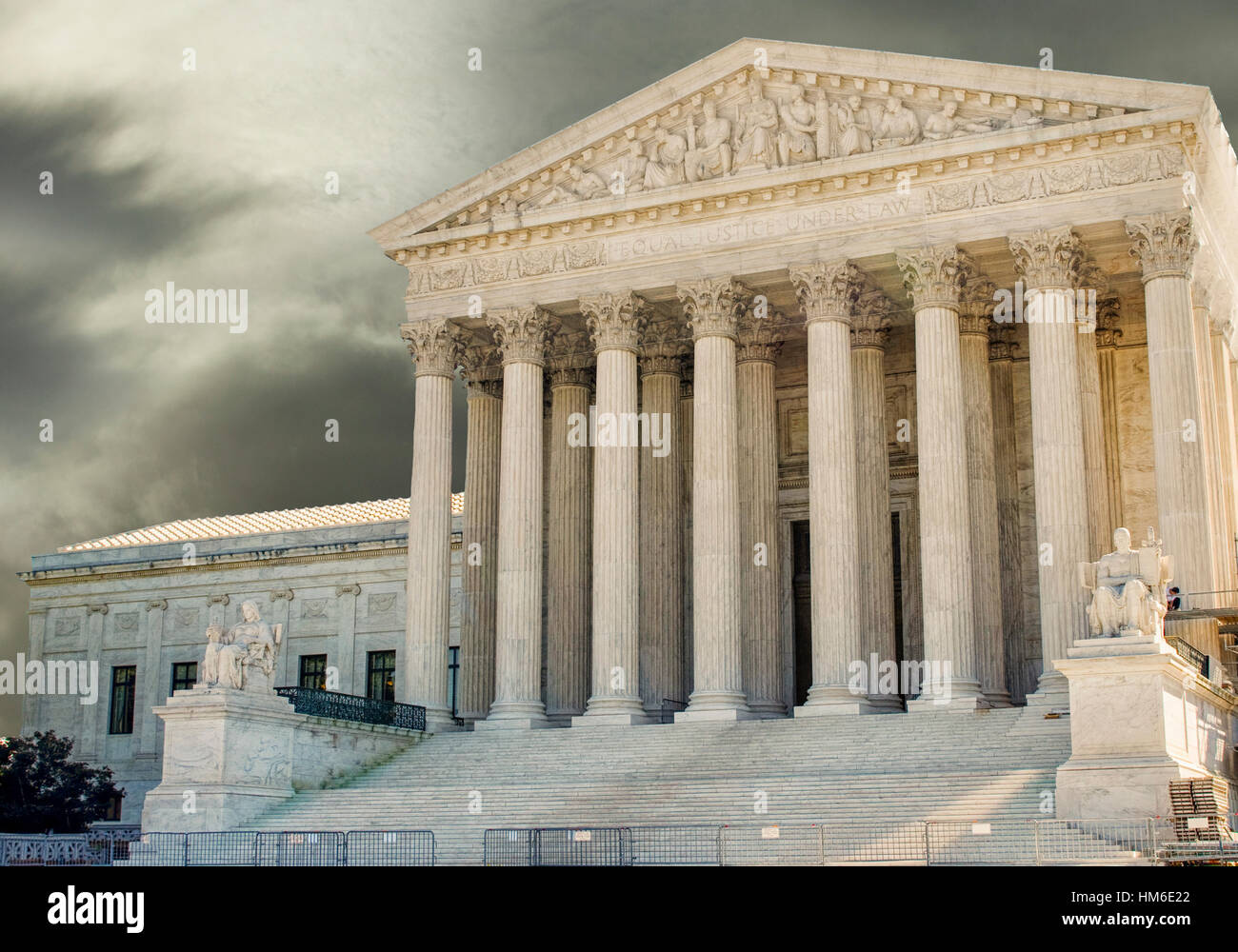 Dark skies above Supreme Court of Justice in Washington DC, USA Stock ...