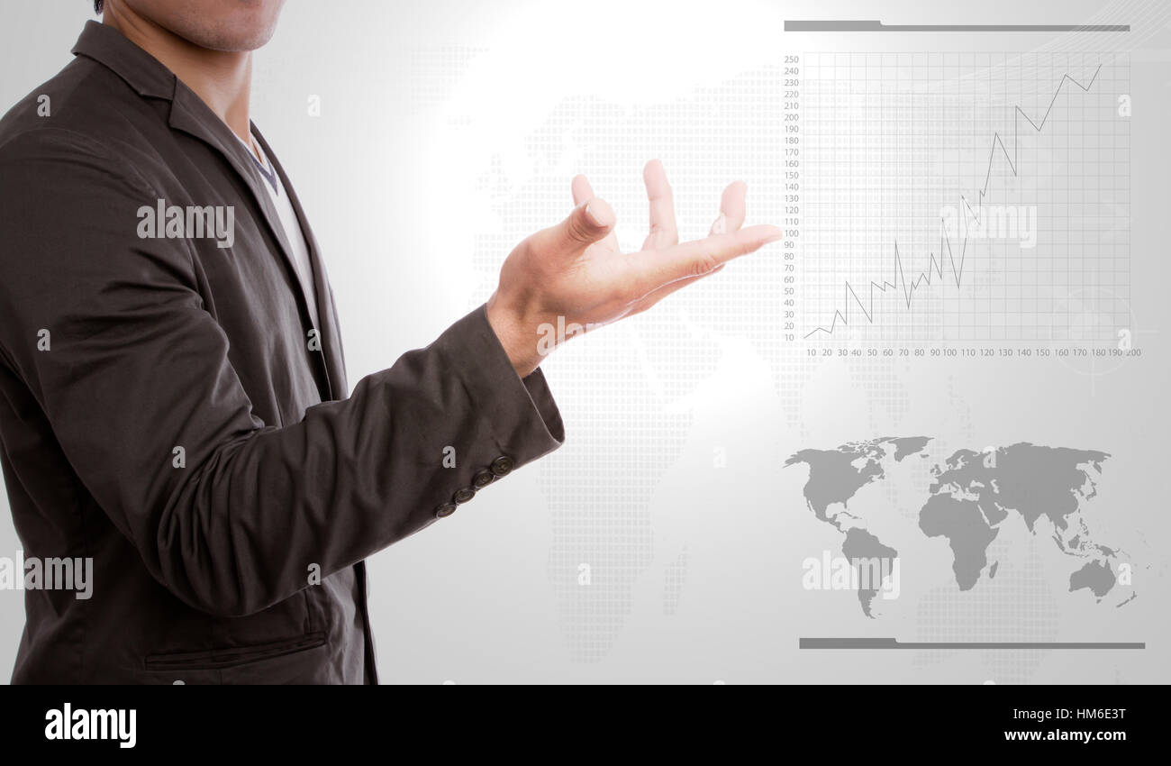 Business hand show graph Stock Photo - Alamy