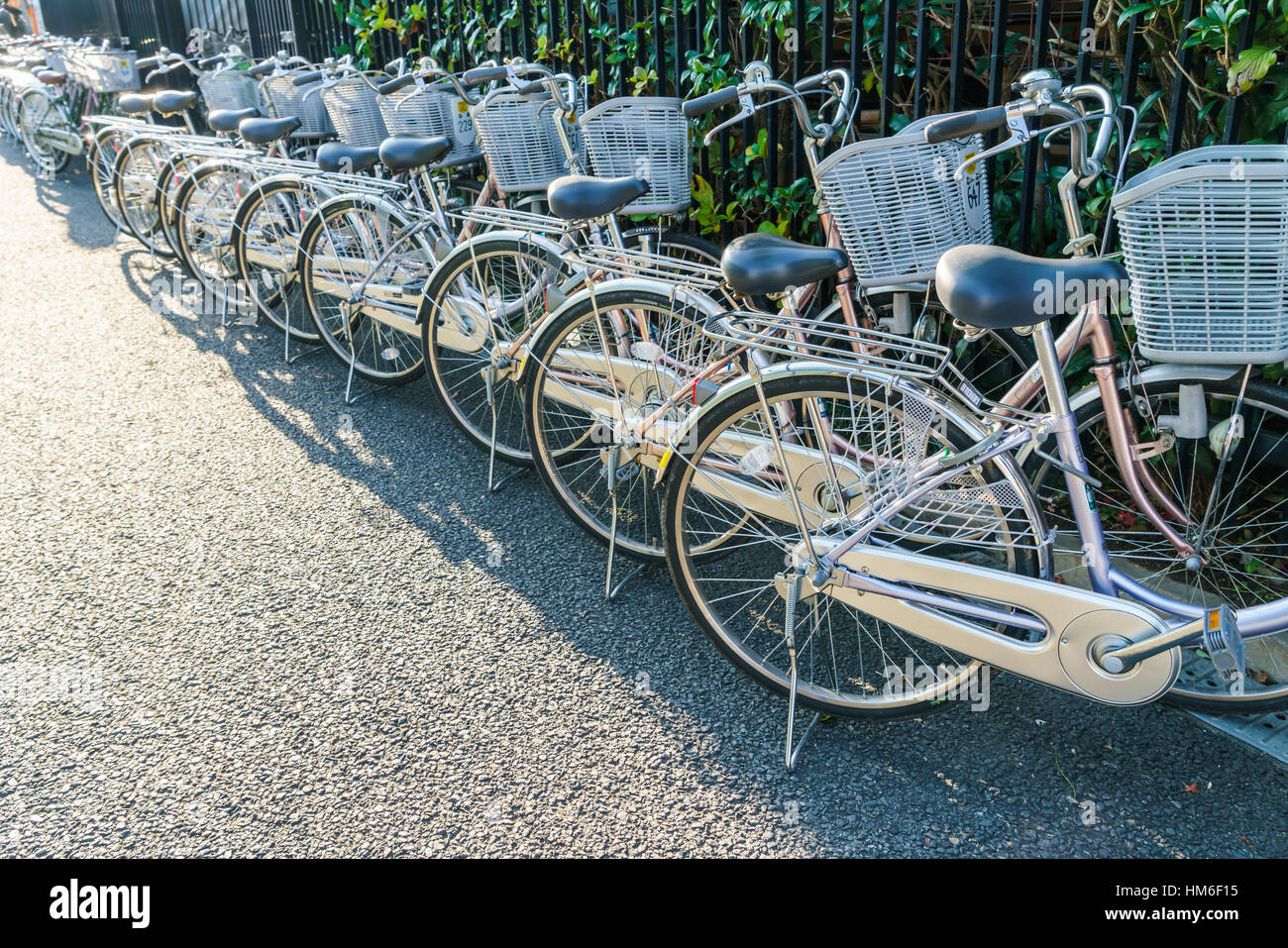 Row of bikes parking Stock Photo - Alamy