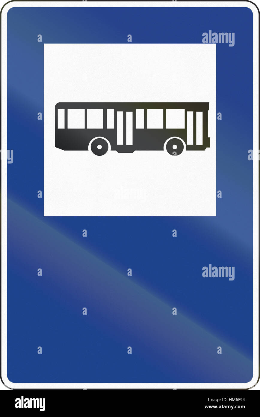 Road sign used in Spain - Bus stop Stock Photo - Alamy