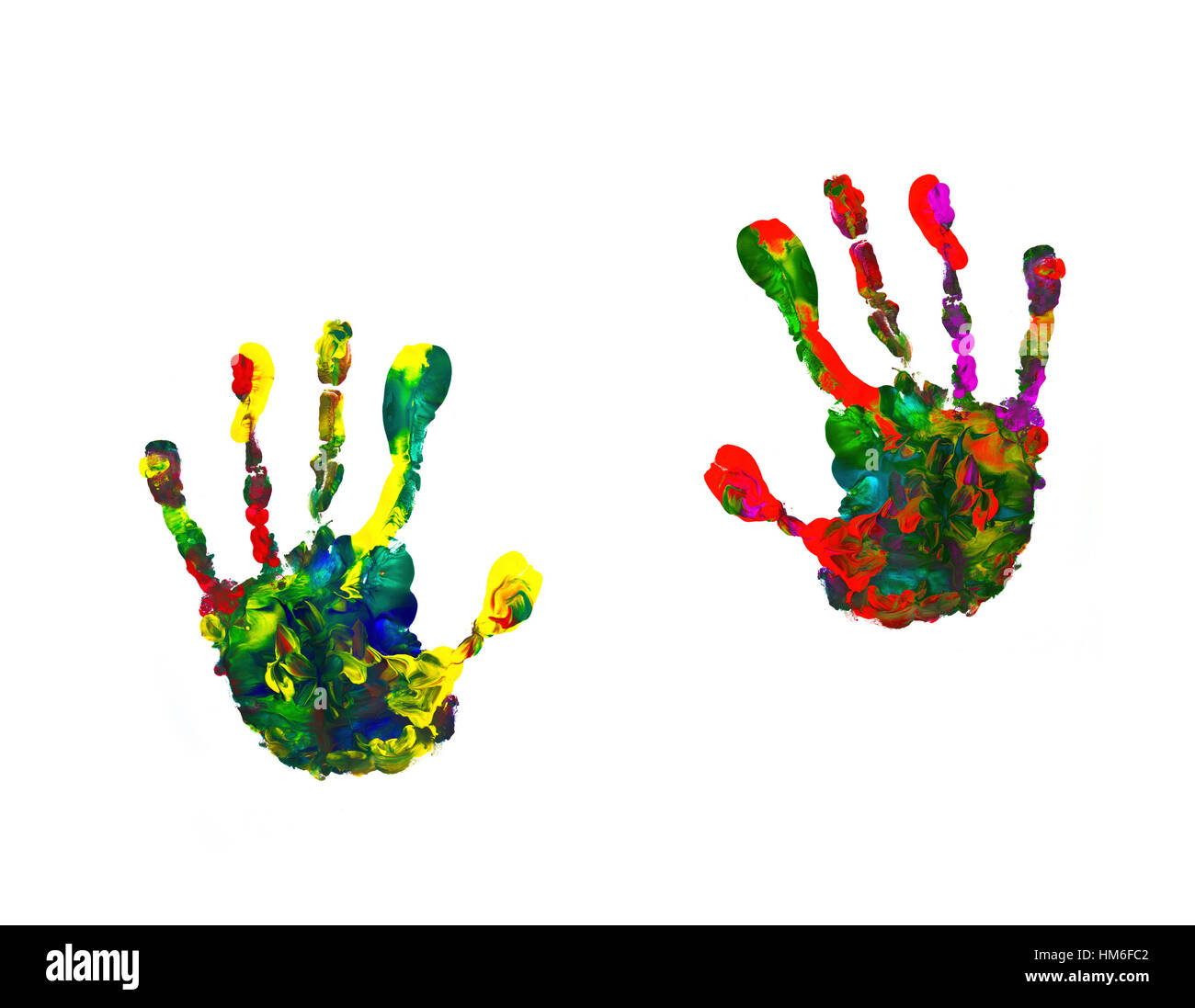 Close up of colored hand print on white background Stock Photo - Alamy
