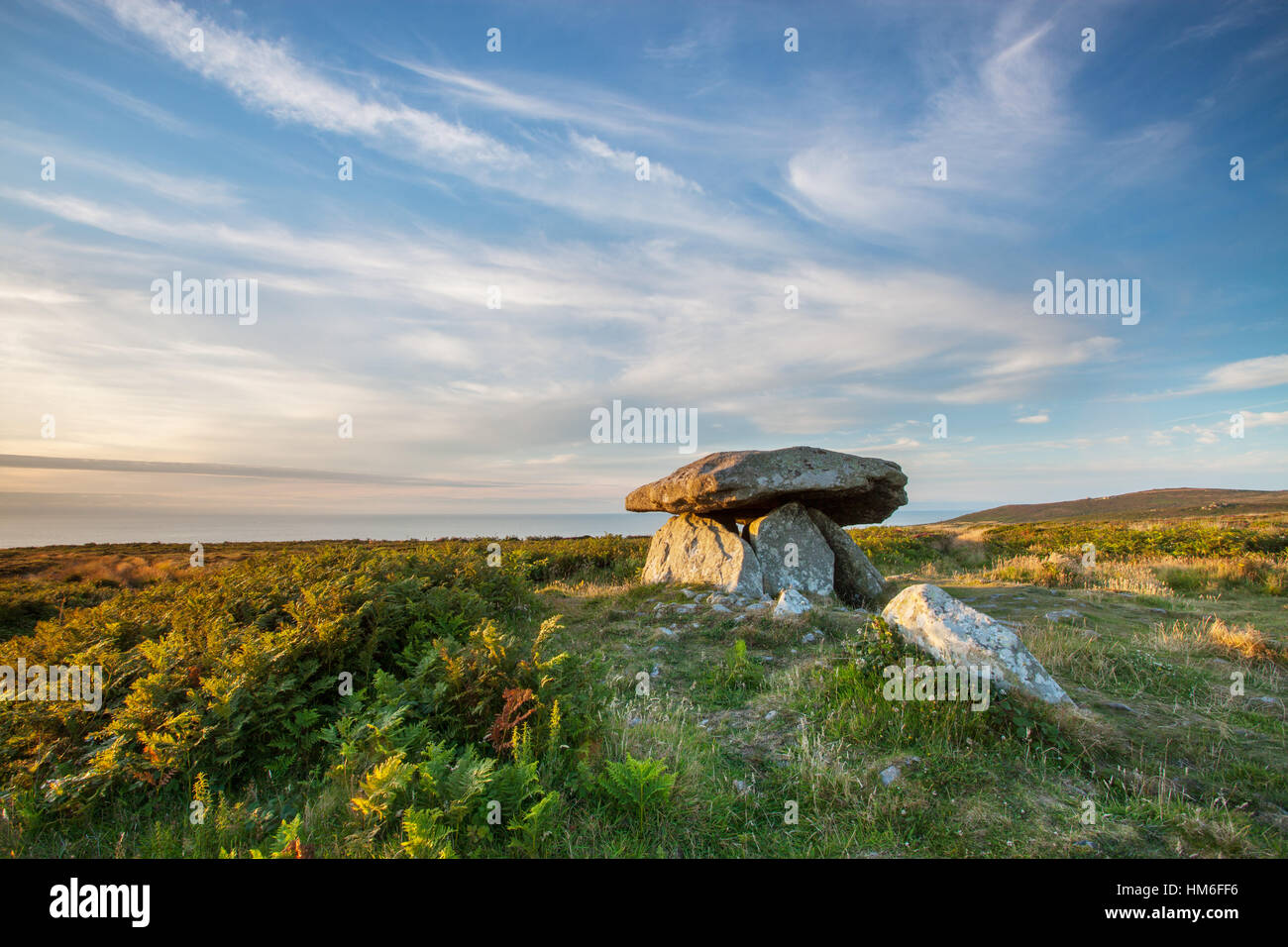 Chun Quoit, neolithic burial mound up on the hills overlooking the ...