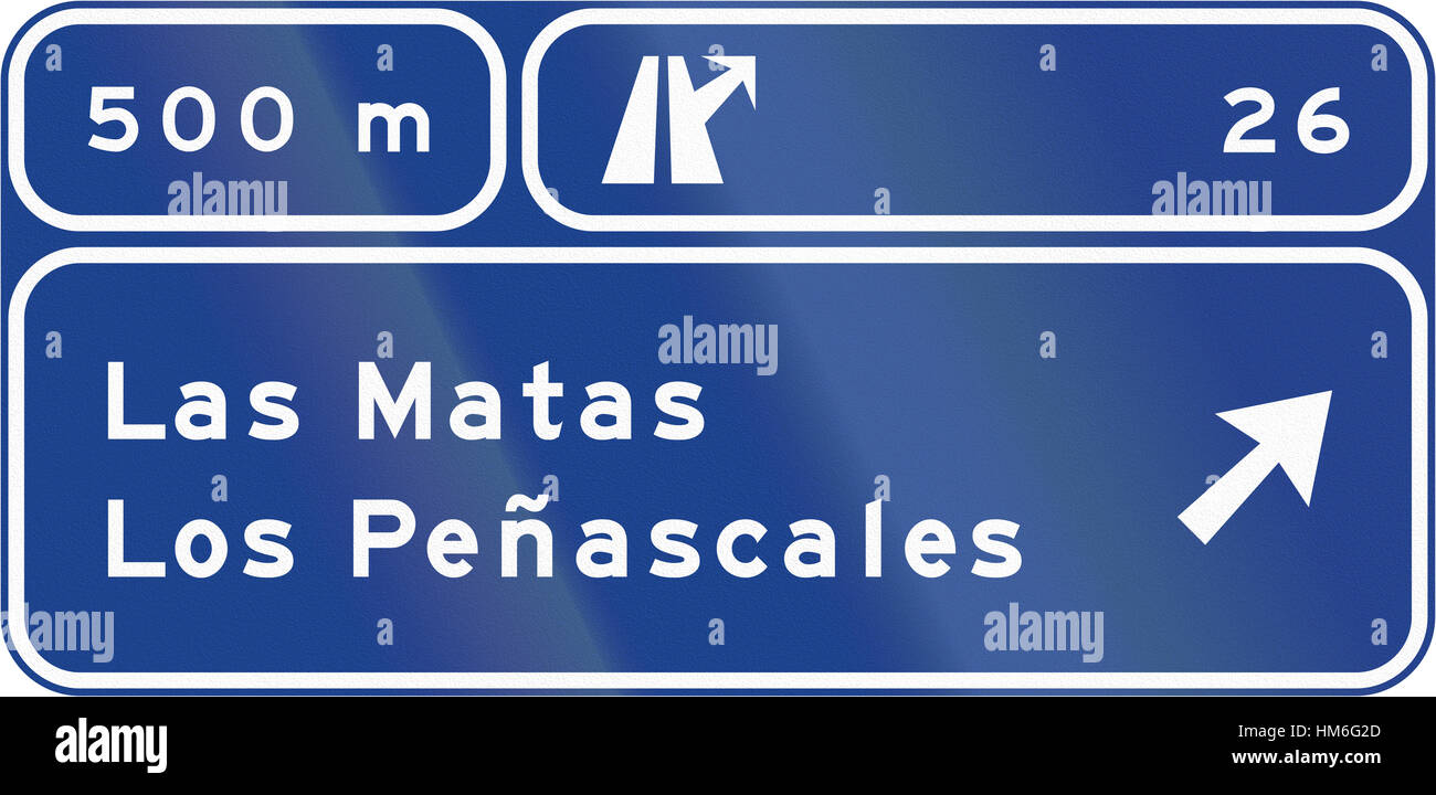 Road sign used in Spain - Direction sign Stock Photo - Alamy