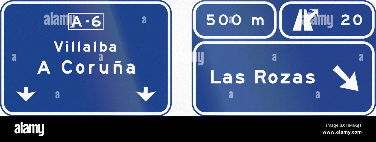Road sign used in Spain - Direction sign Stock Photo - Alamy