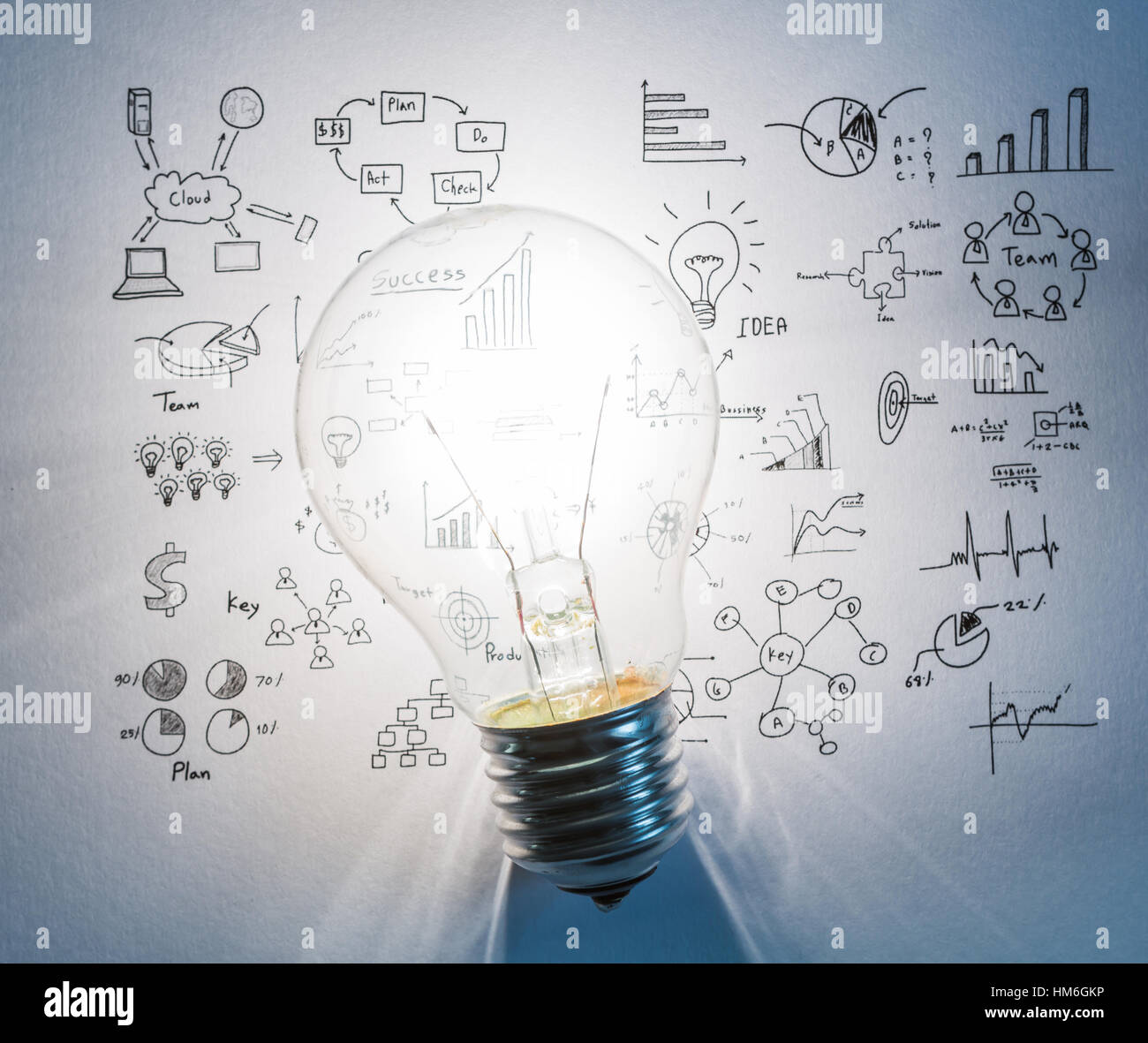 Light bulb with drawing graph Stock Photo - Alamy