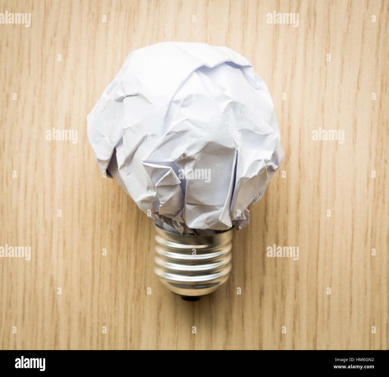 Crumpled paper Light bulb Stock Photo - Alamy