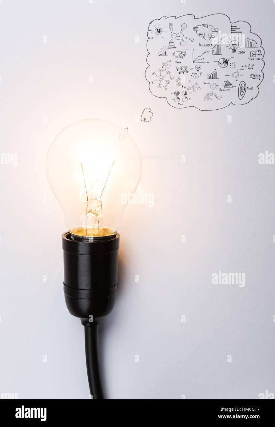 Light bulb with drawing graph Stock Photo - Alamy