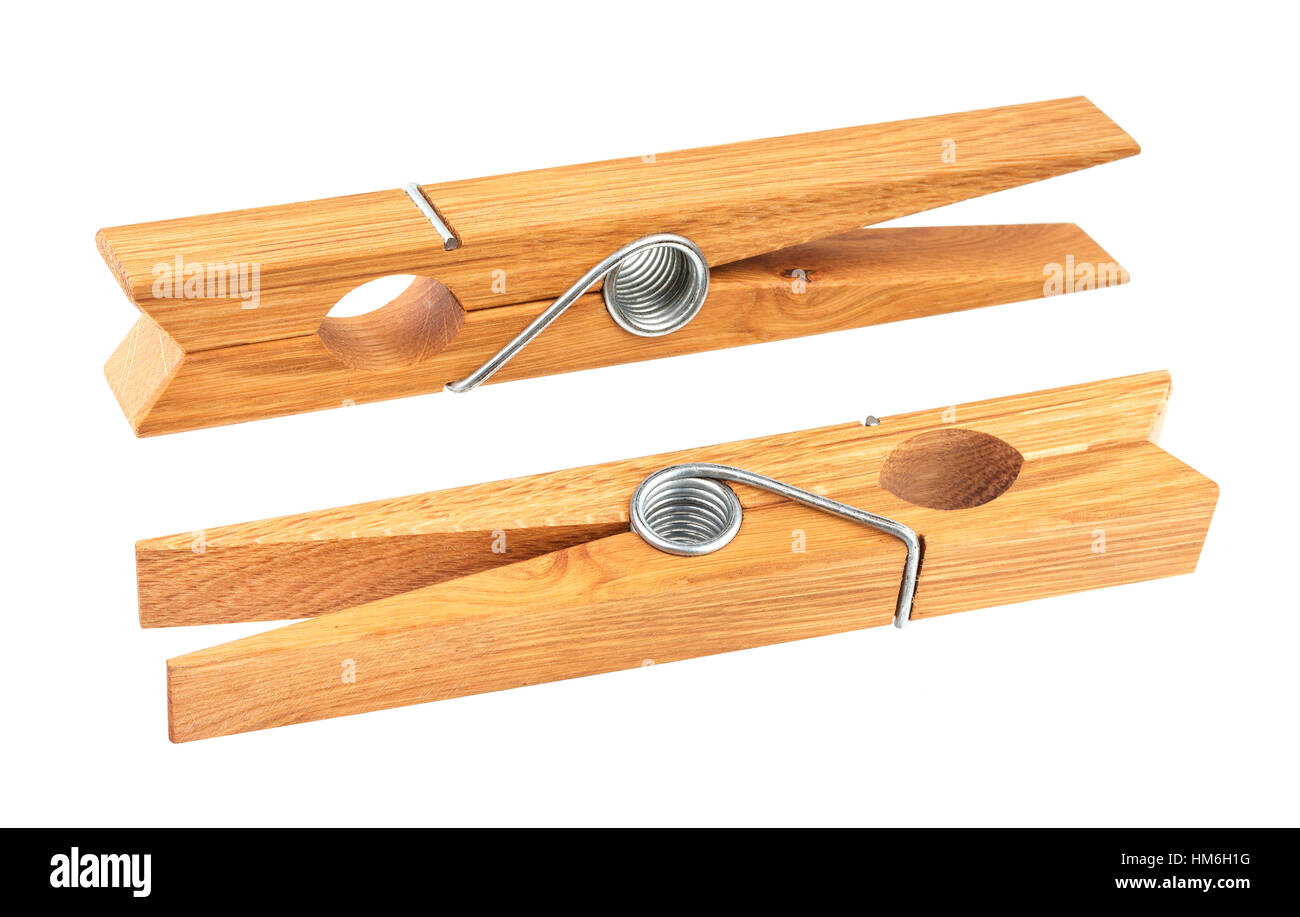 Wooden clothes pin isolated on white background Stock Photo - Alamy