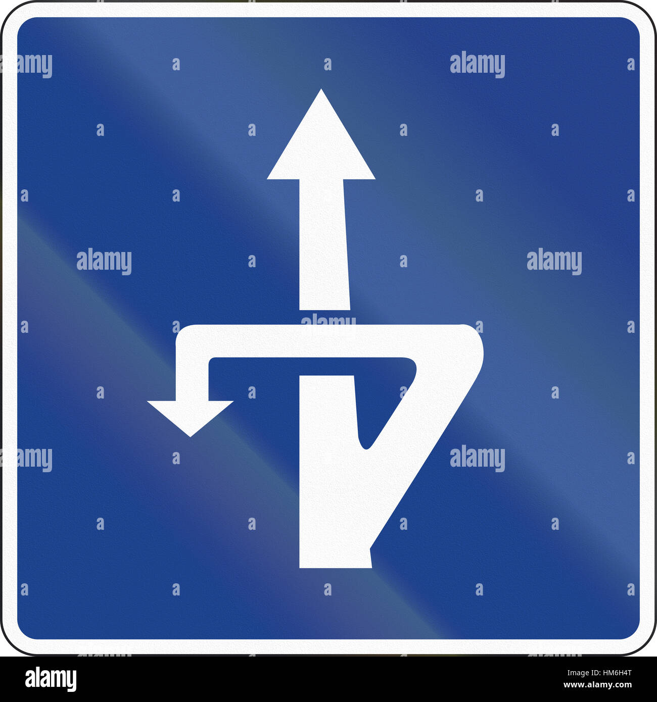 Road sign used in Spain - Reverse overpass Stock Photo - Alamy