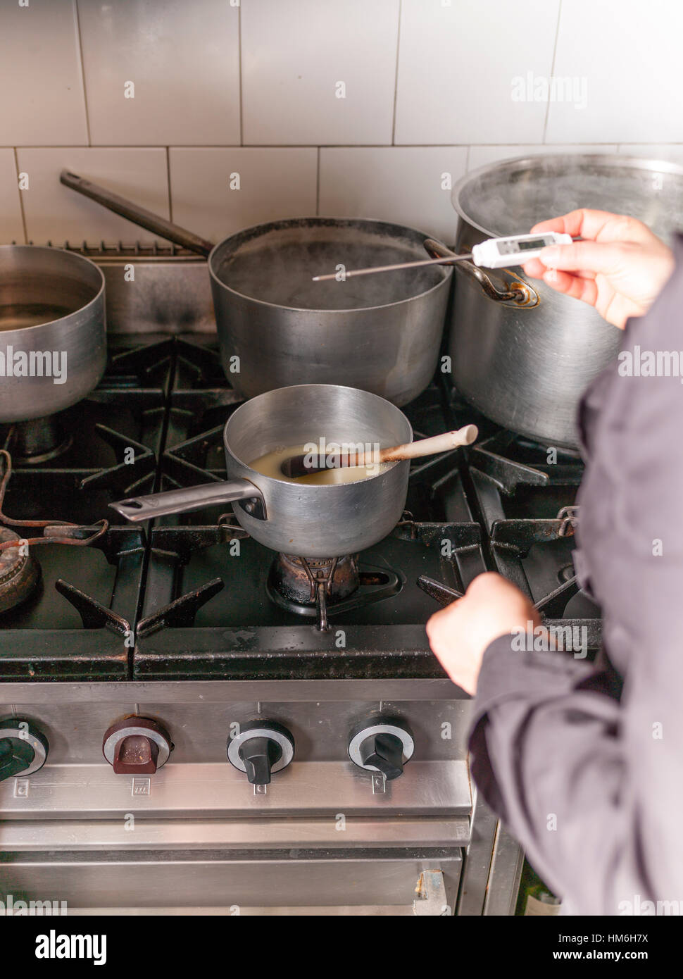 Chef Marina Morelli cooking in her restaurant Hosteria 700, Cremona ...