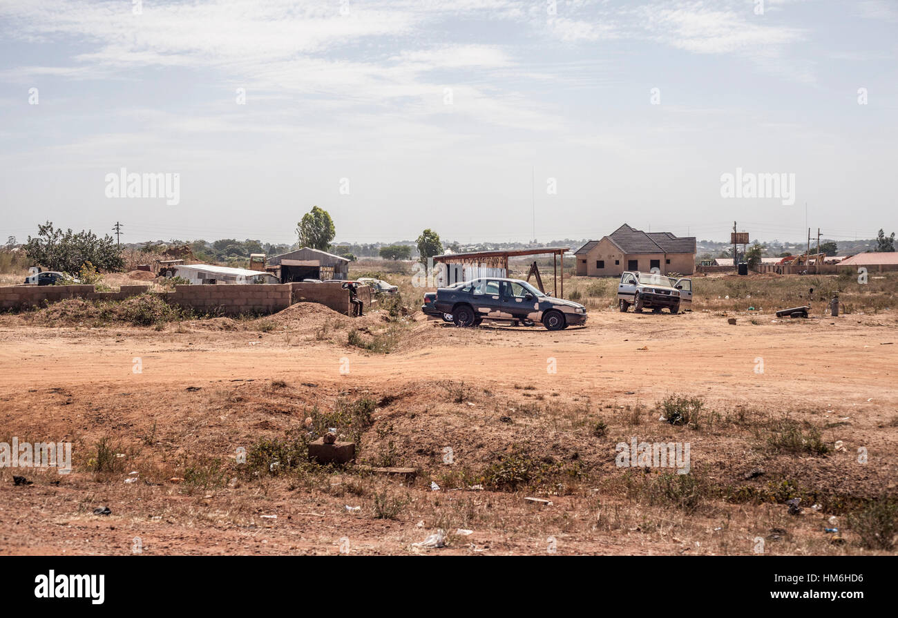 Old cars in front of dusty scenery, Nigeria, scrap metal, Africa Stock ...