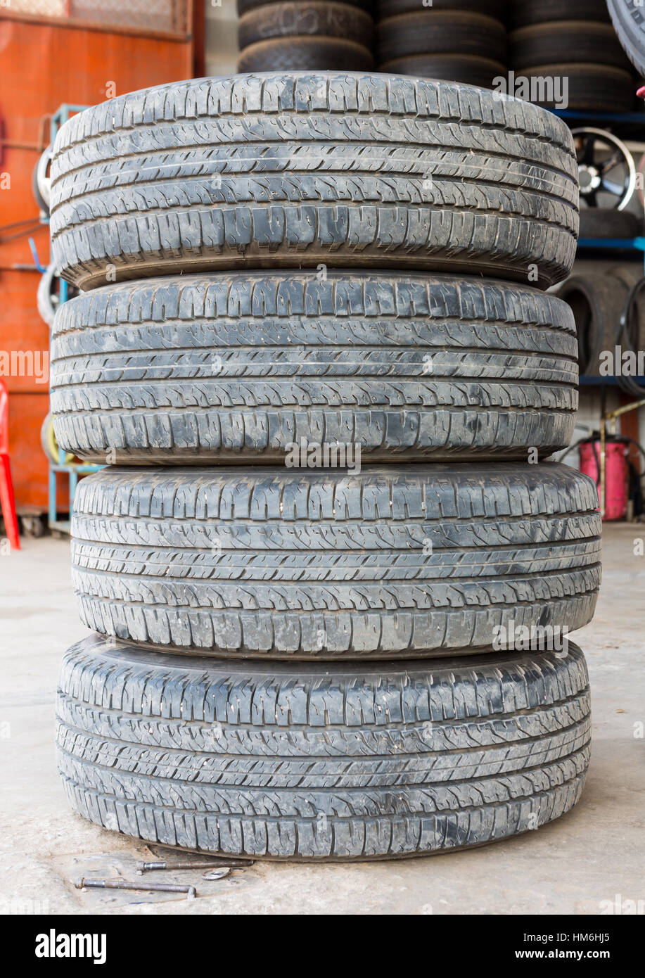 Stack of worn out rubber tire Stock Photo - Alamy