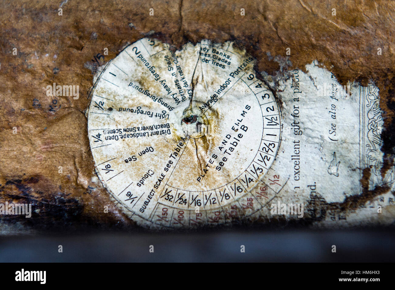 A photography exposure wheel in a Wellcome Photographic Exposure Record ...