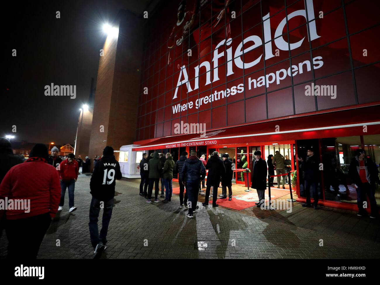 Football fans arriving anfield hi-res stock photography and images - Alamy