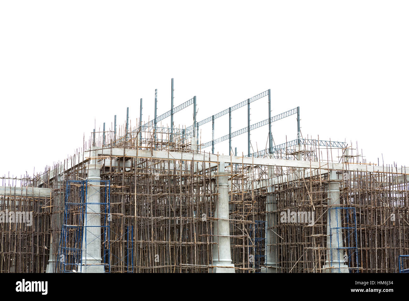 Unfinished building construction site isolated on white background ...