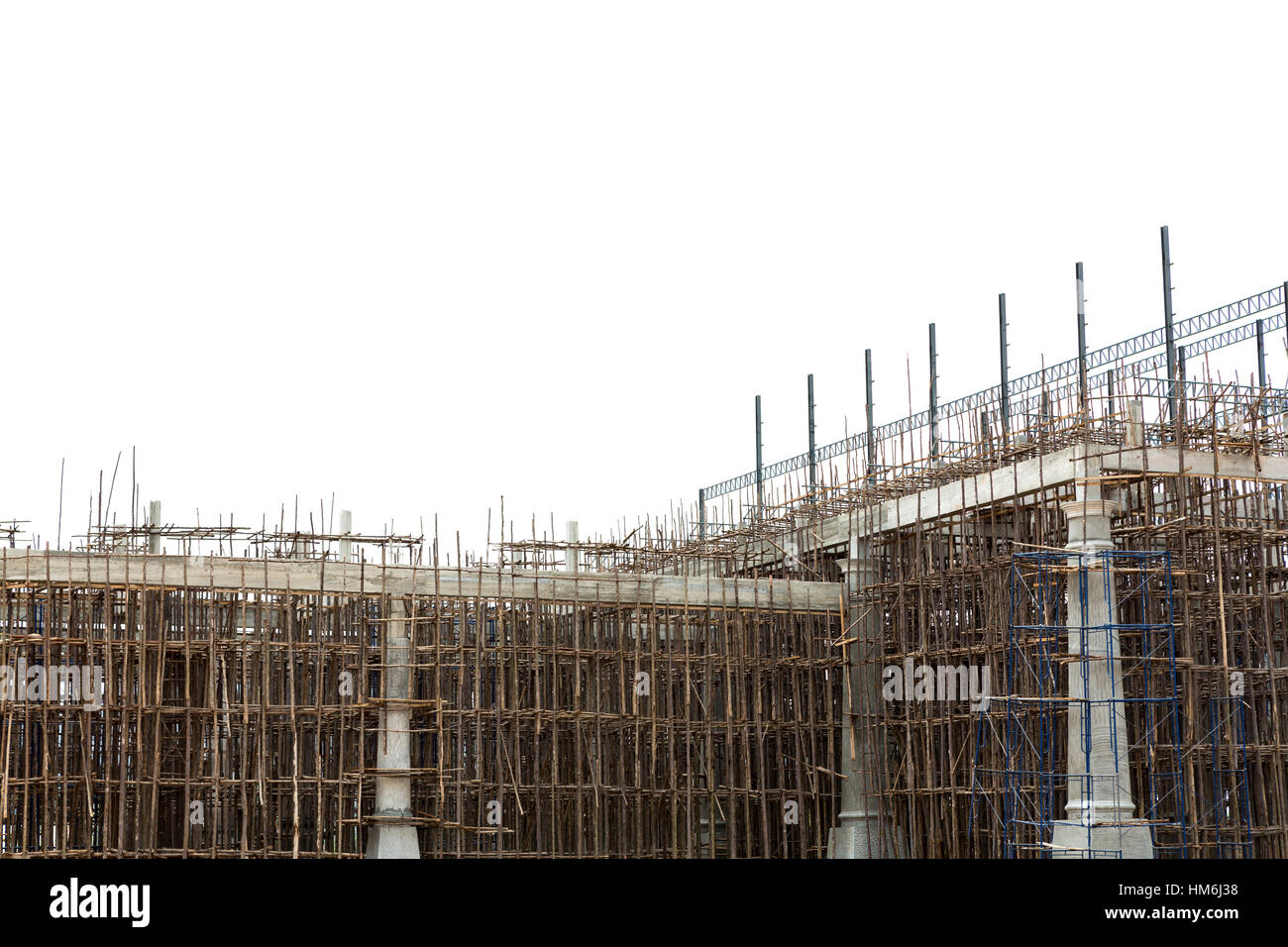 Unfinished building construction site isolated on white background ...
