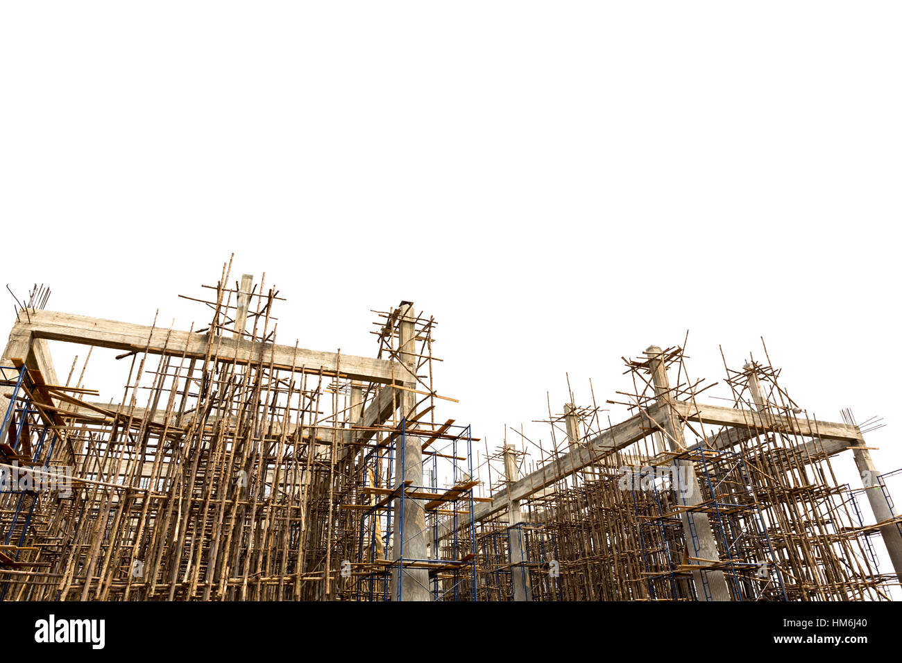 Unfinished building construction site isolated on white background ...