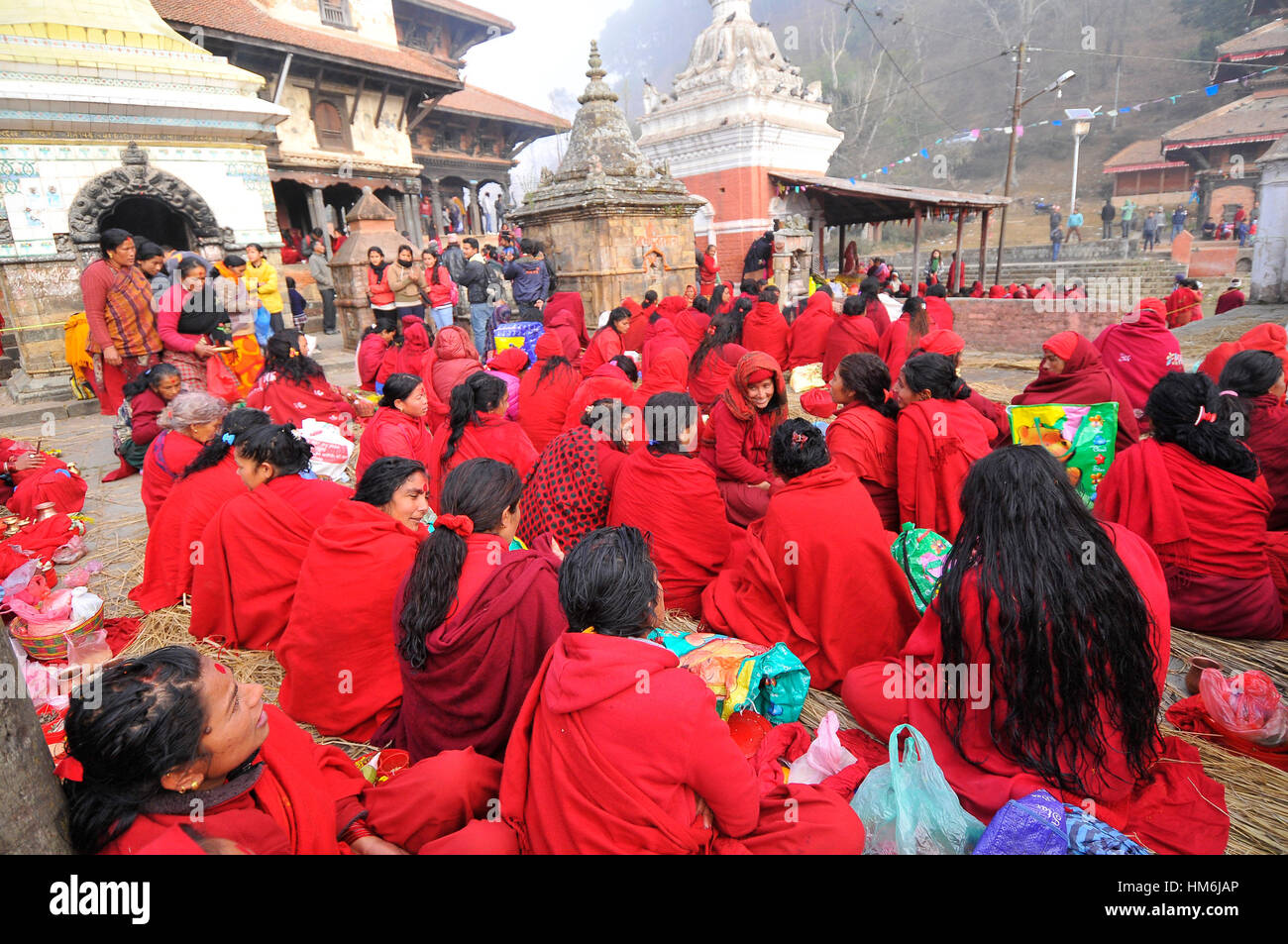 Kathmandu, Nepal. 31st Jan, 2017. Nepalese Devotees performing ritual ...