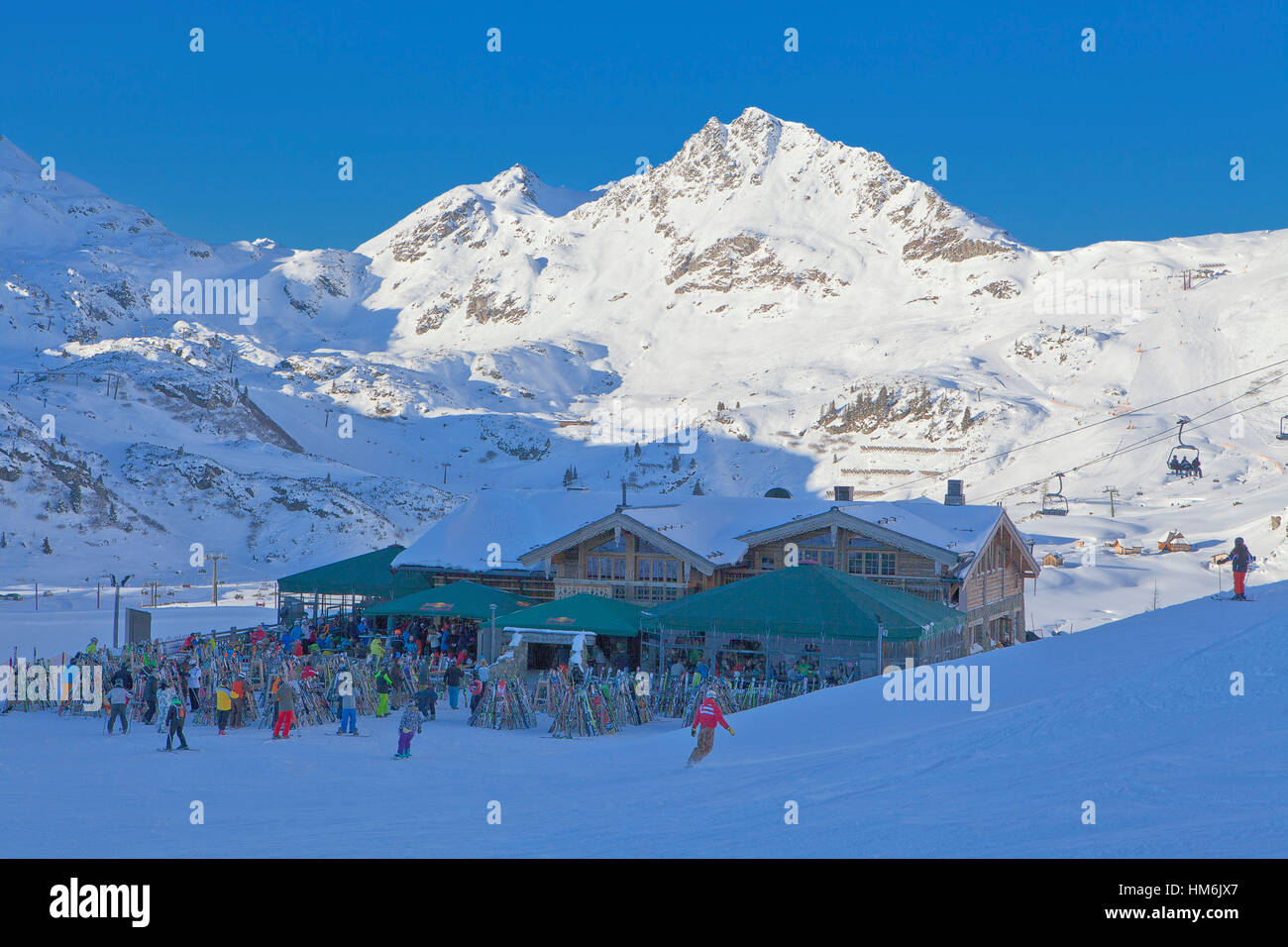 Austria, Salzburg country, Obertauern (village), edelweiss hut Stock ...