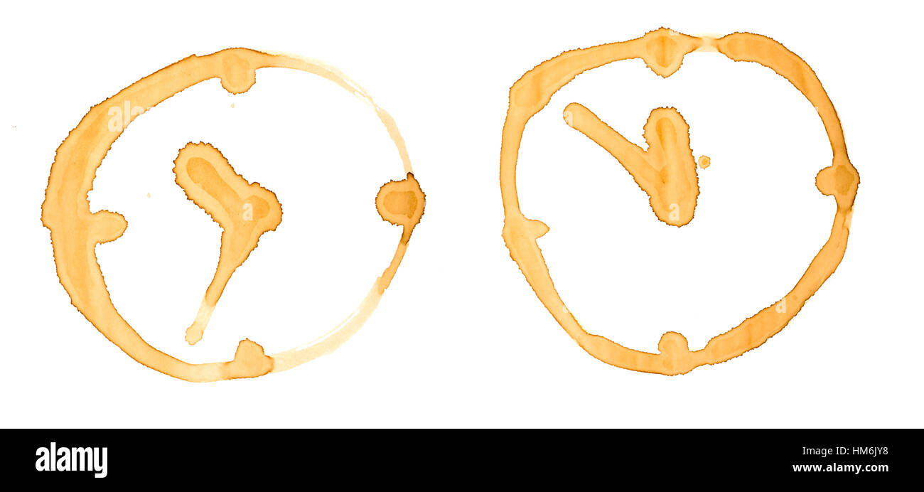 coffee stains " clock shape " isolated on white background Stock Photo ...