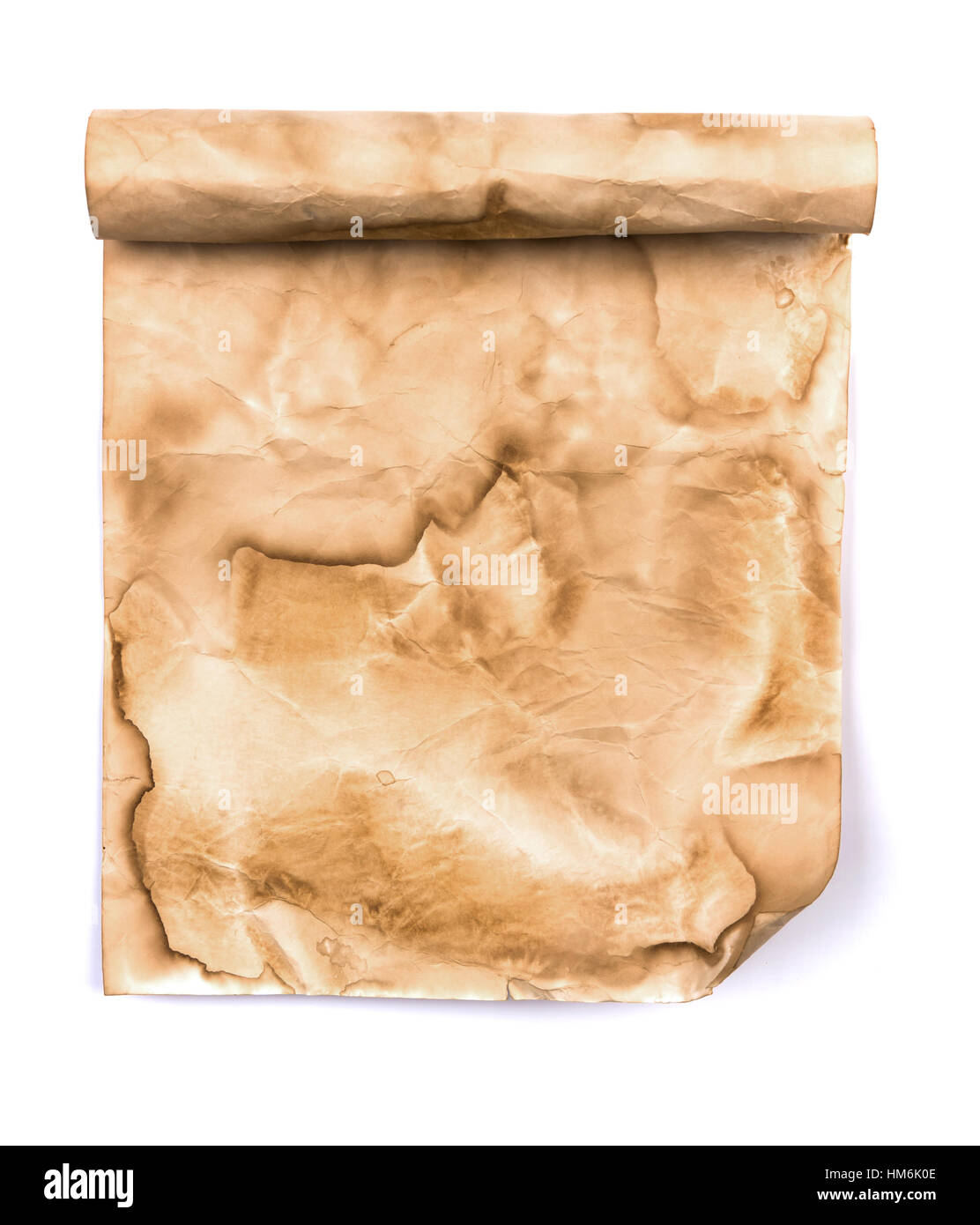Vintage scroll paper isolated on white background Stock Photo - Alamy