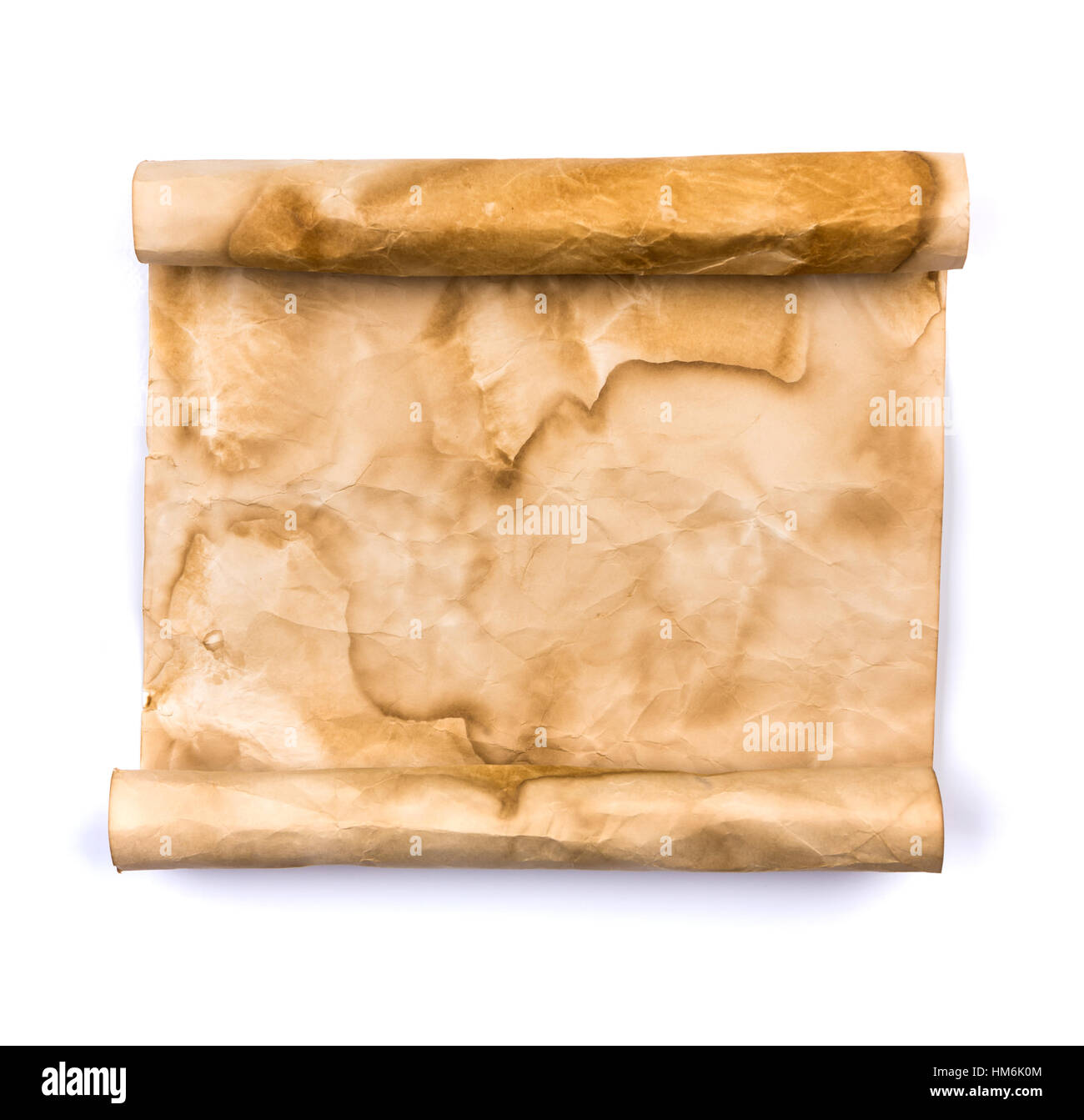 Vintage scroll paper isolated on white background Stock Photo - Alamy