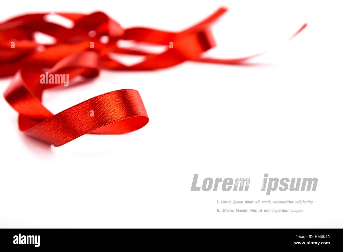 Shiny red ribbon on white background with copy space Stock Photo - Alamy
