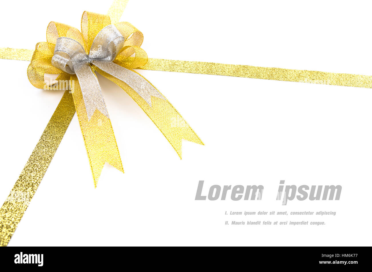 Shiny gold ribbon on white background with copy space Stock Photo - Alamy