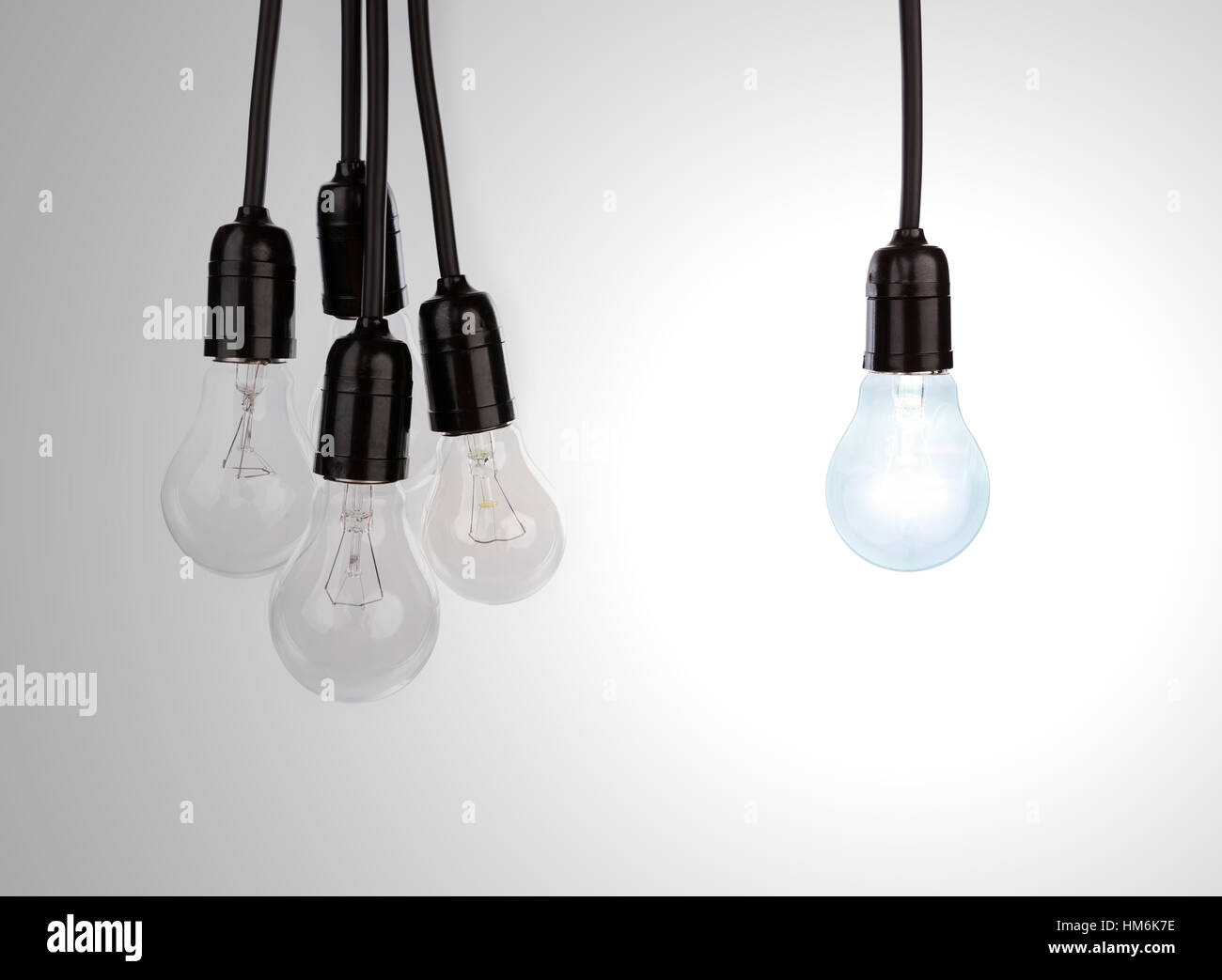Hanging light bulbs Stock Photo - Alamy